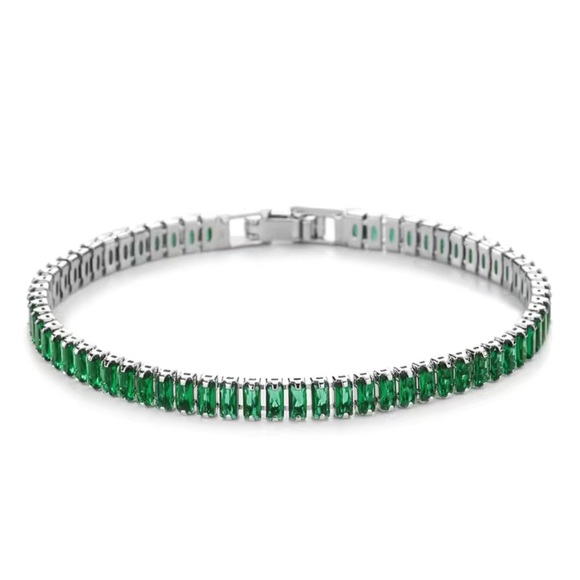Jewelry | Beautiful Rectangular Emerald Green Stone Bracelet | Poshmark